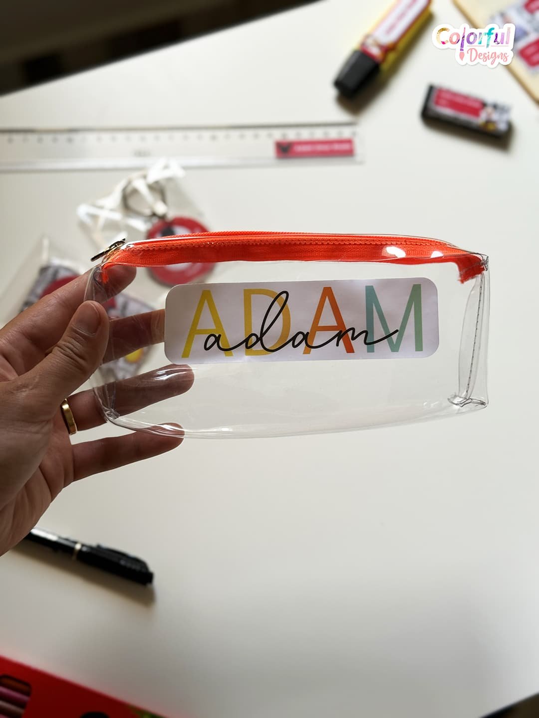 Transparent pencil case - Colorful Designs