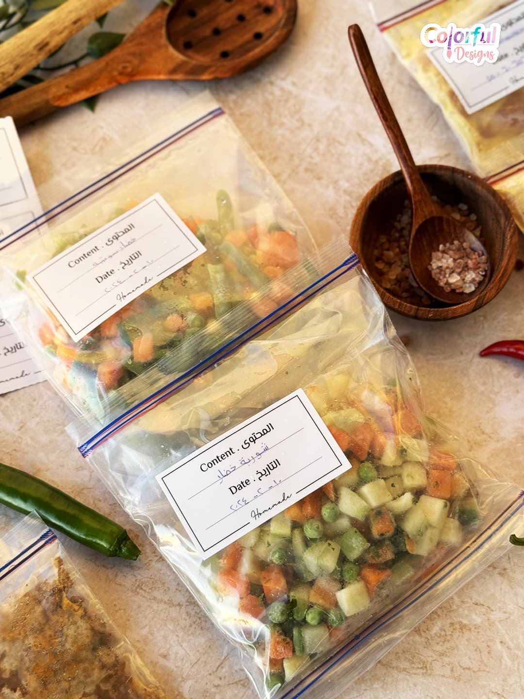 All natural fridge organizing – English & Arabic – Colorful Designs